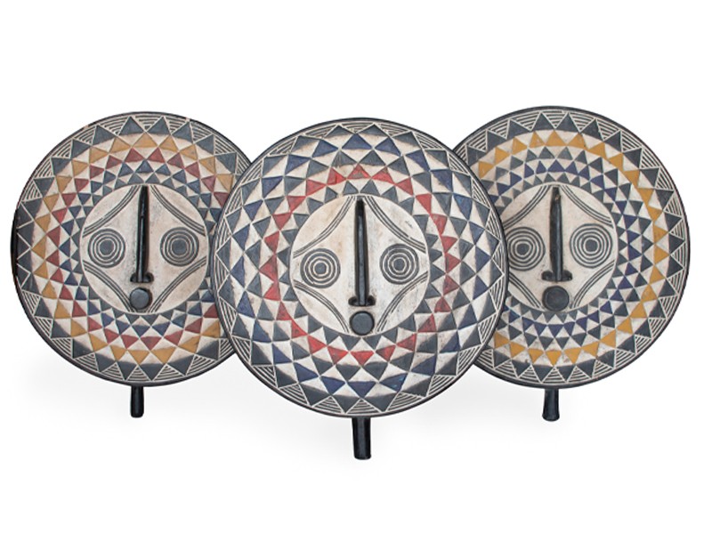 African Creative :: Carved Wood Shield - Bobo Mask - 55cm