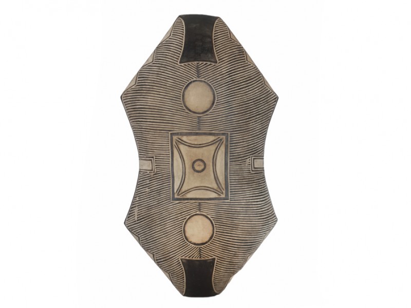 African Creative :: Bamileke Carved Wood Shield - Oblong