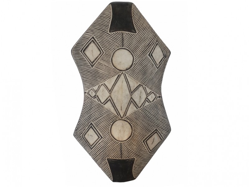 African Creative :: Bamileke Carved Wood Shield - Oblong